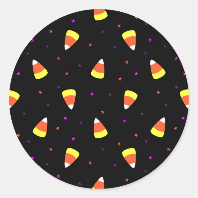 Halloween Candy Corn Pattern Classic Round Sticker | Zazzle