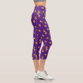 Halloween Candy Corn Pattern Purple Capri Leggings | Zazzle