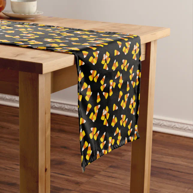 Halloween candy corn pattern short table runner | Zazzle