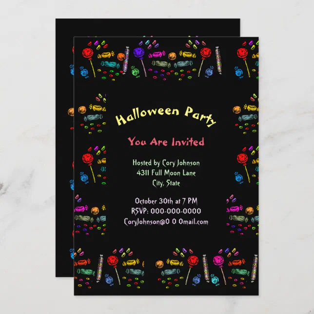 Halloween Candy Pattern Party Invitation | Zazzle
