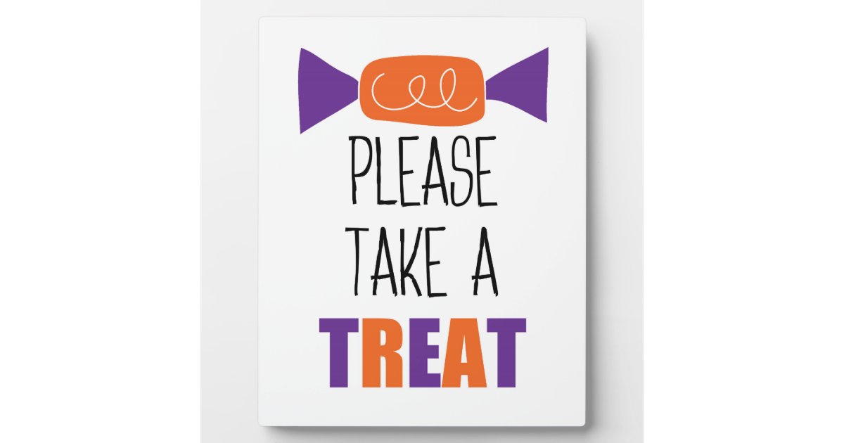 Halloween Candy Please Take One Plaque | Zazzle