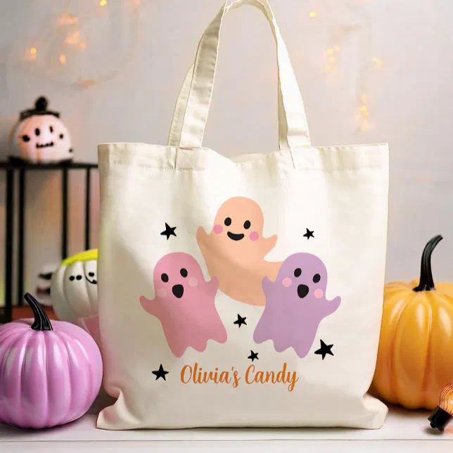 Halloween Candy Trick or Treat Personalized Girl Tote Bag | Zazzle
