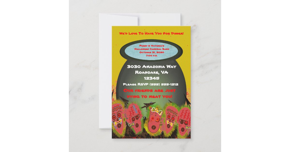 Halloween Cannibal Themed Tiki Party Bash - Invitation | Zazzle