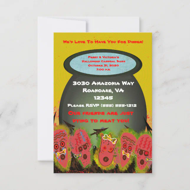 Halloween Cannibal Themed Tiki Party Bash - Invitation | Zazzle