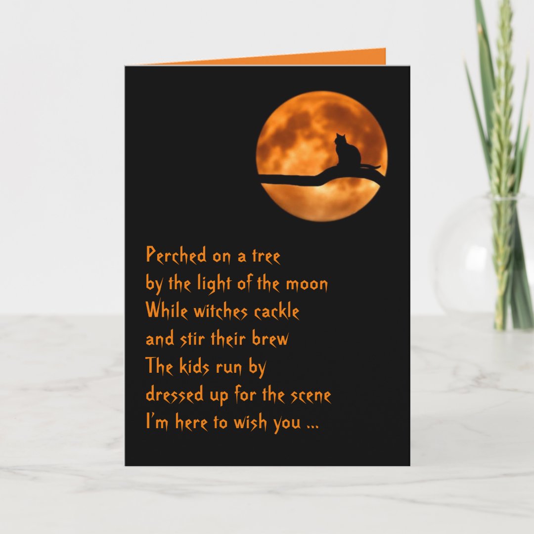 Halloween card for cat lovers, original poem | Zazzle
