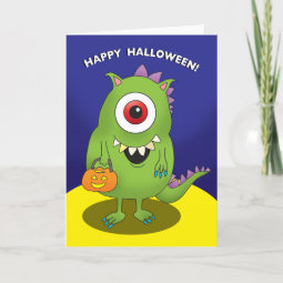 Halloween card - Monster with big eye, funny kids | Zazzle