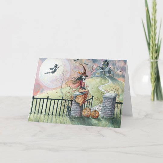 Halloween Card 'Trick or Treat' Witch | Zazzle.com