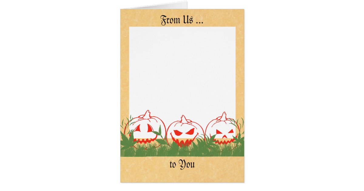 Halloween Card with Pumpkins, Add Your Own Photo | Zazzle