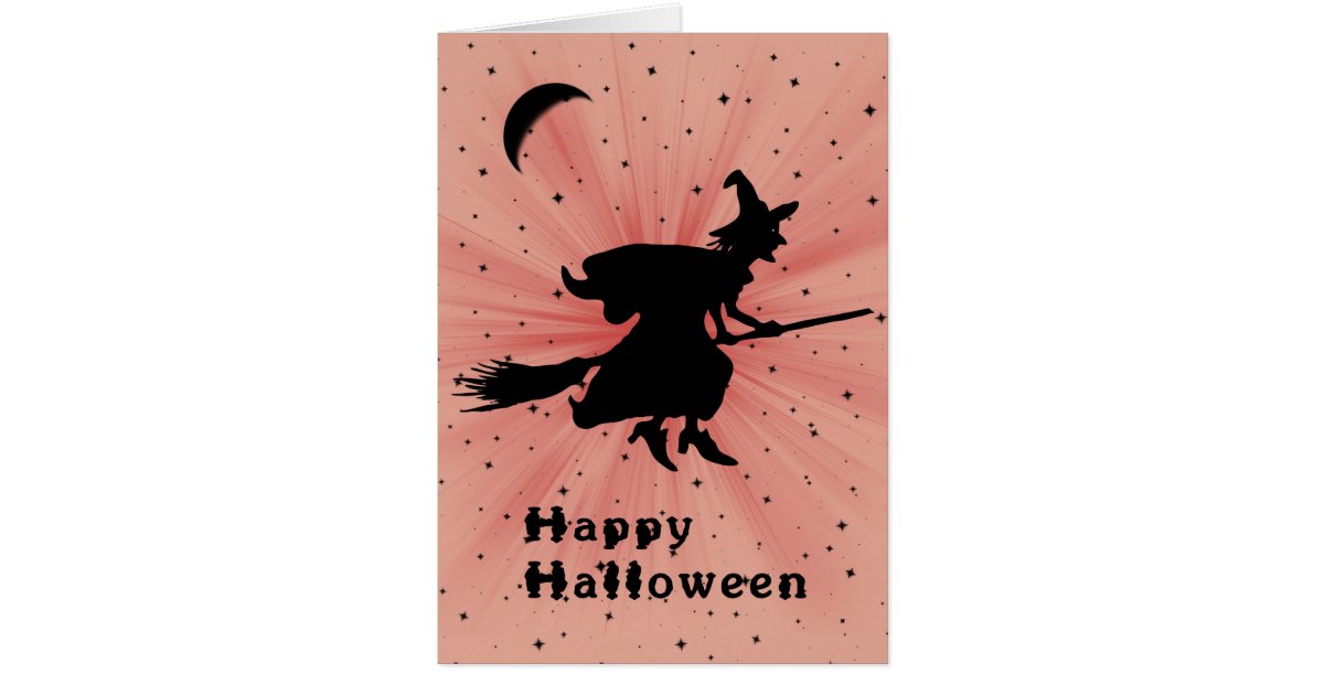 Halloween Card with Witch on a Broom Humorous | Zazzle