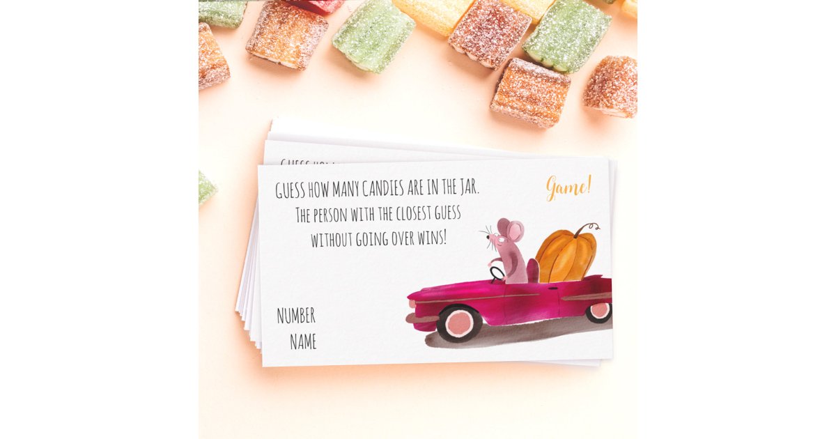 Halloween Cartoon Pumpkin Candy Guessing Game Enclosure Card | Zazzle