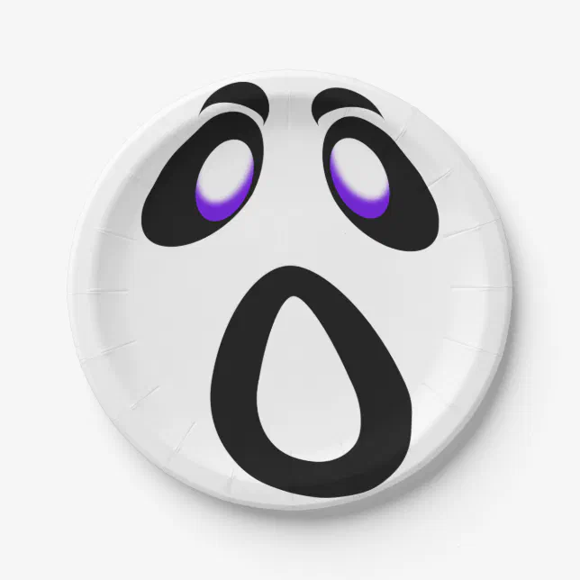 Halloween Cartoon Screaming Ghost Face Paper Plates | Zazzle