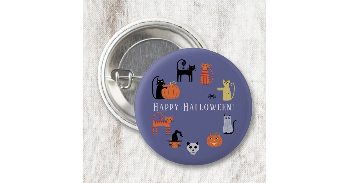Halloween Cat Spooky Button | Zazzle