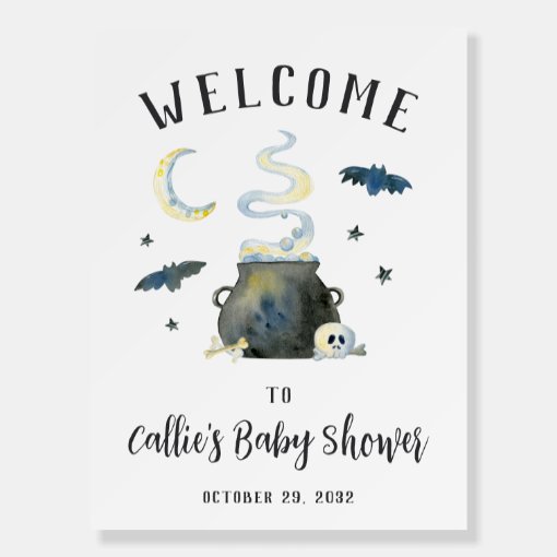 Halloween Cauldron Baby Shower Welcome Sign | Zazzle