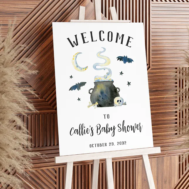 Halloween Cauldron Baby Shower Welcome Sign | Zazzle