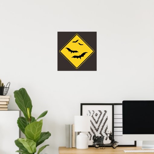 Halloween Caution Bats Sign Poster | Zazzle