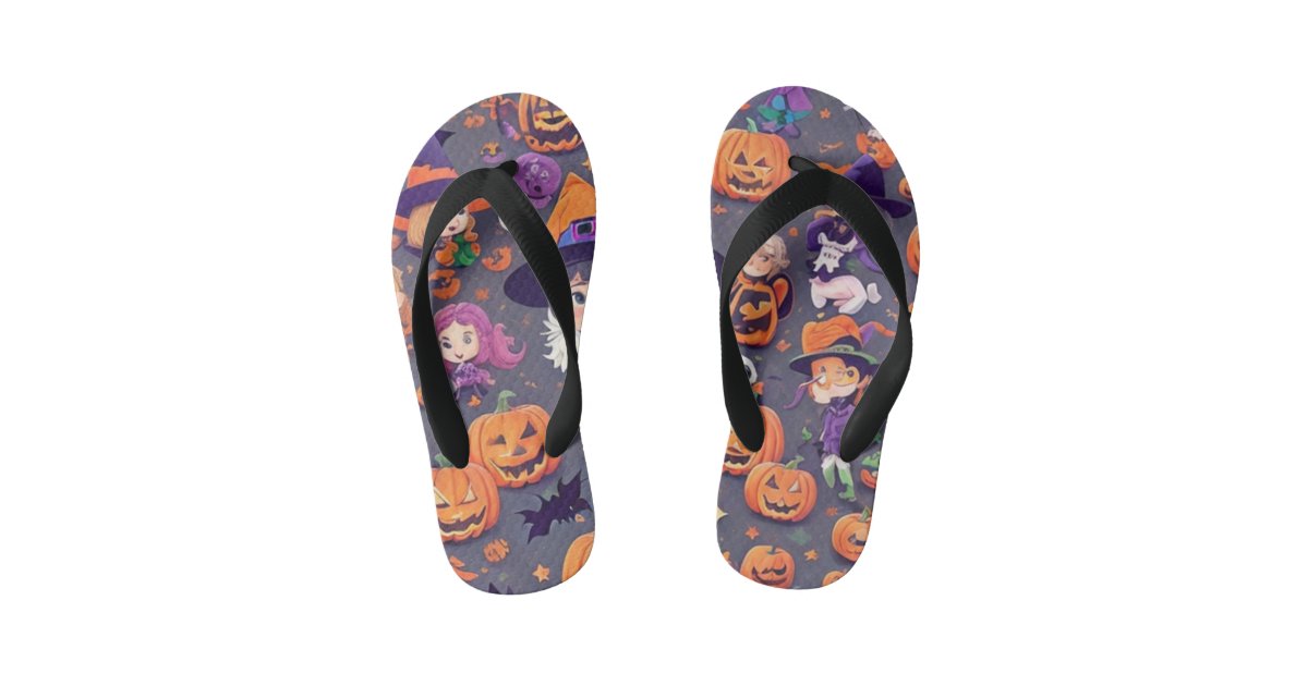 Halloween Characters Kid's Flip Flops | Zazzle