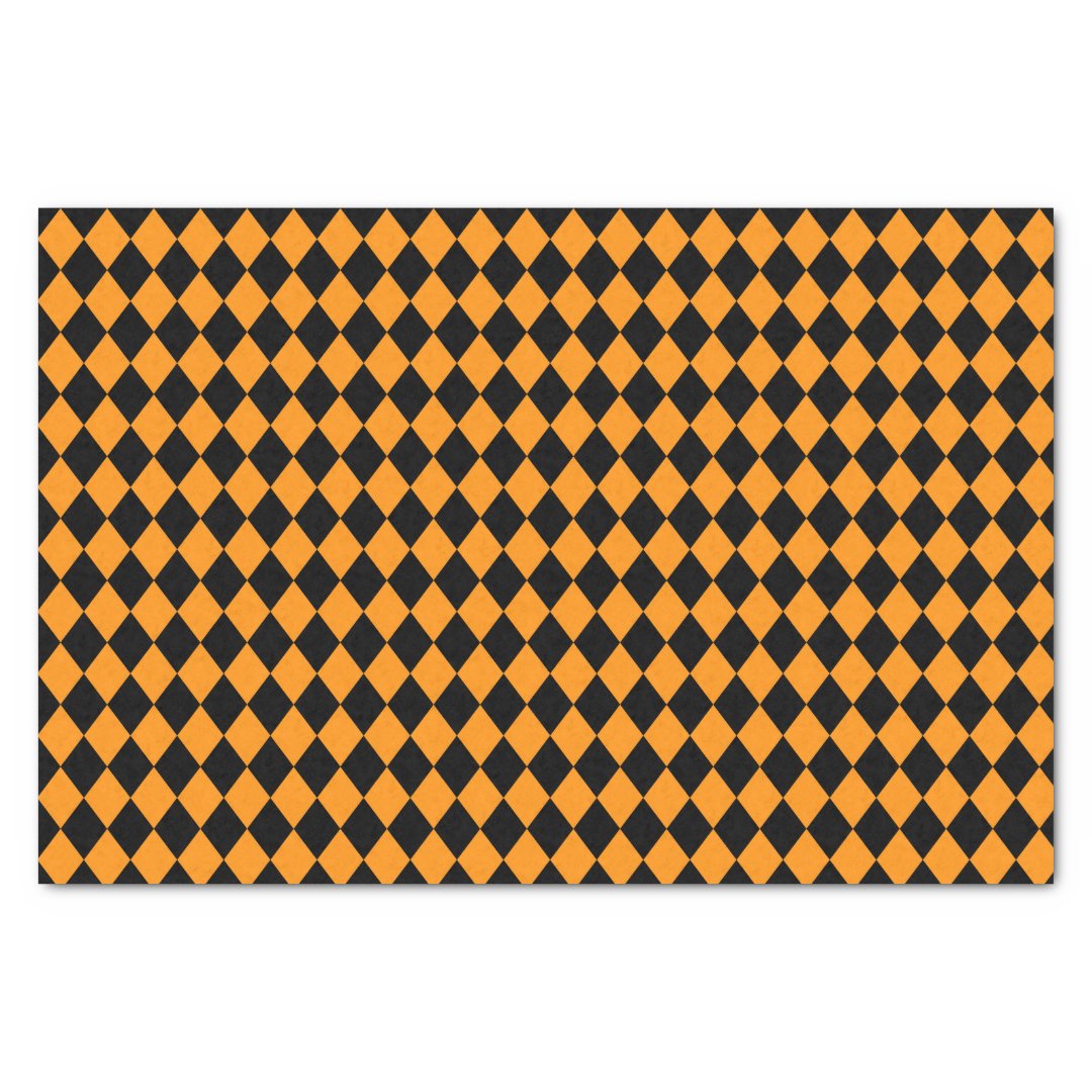Halloween checkered orange and black pattern tissue paper | Zazzle