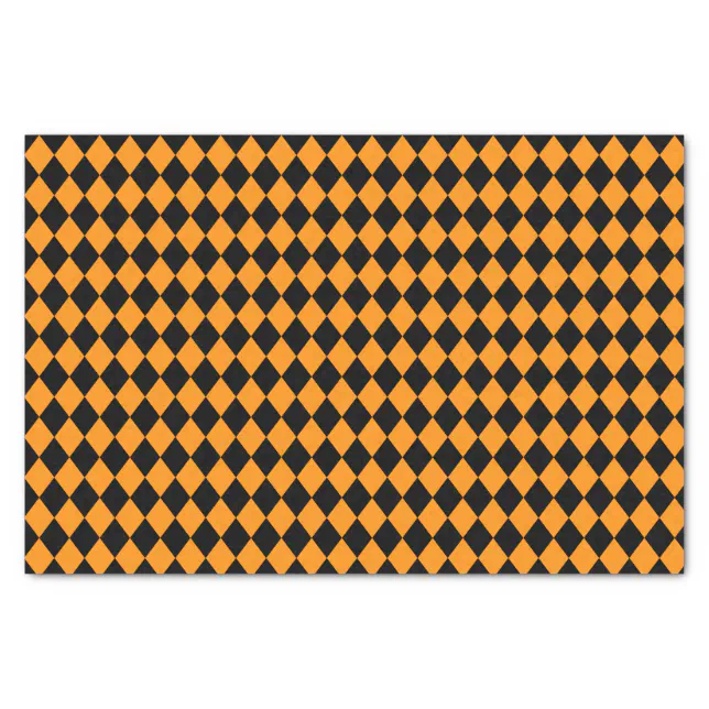 Halloween checkered orange and black pattern tissue paper | Zazzle