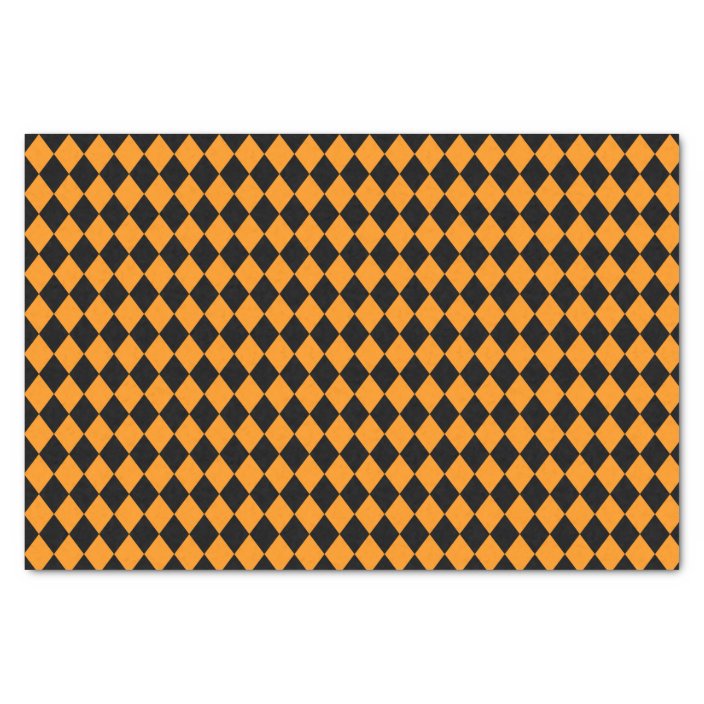 Halloween checkered orange and black pattern tissue paper | Zazzle.com