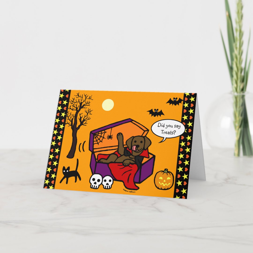 Halloween Chocolate Lab Vampire Card | Zazzle