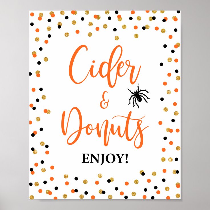 Halloween Cider & Donuts Party Sign | Zazzle