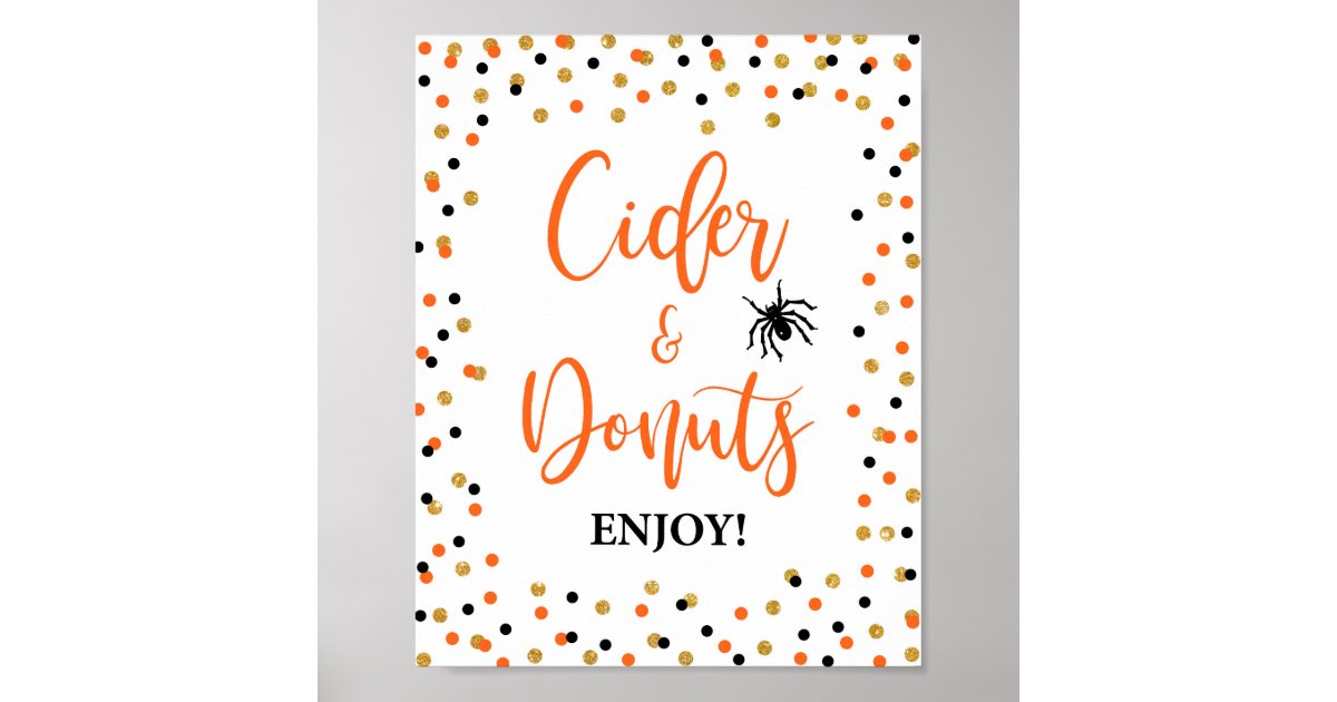 Halloween Cider & Donuts Party Sign | Zazzle
