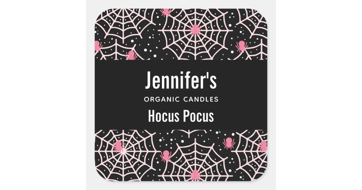 Halloween Cobwebs & Spiders Pattern Candle Biz Square Sticker | Zazzle