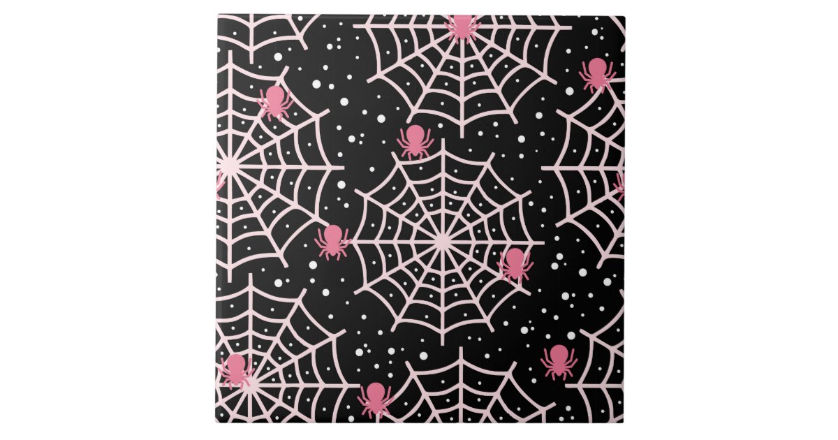 Halloween Cobwebs & Spiders Pattern Ceramic Tile | Zazzle