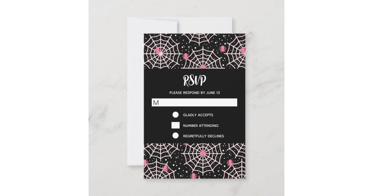 Halloween Cobwebs & Spiders Pattern RSVP Card | Zazzle