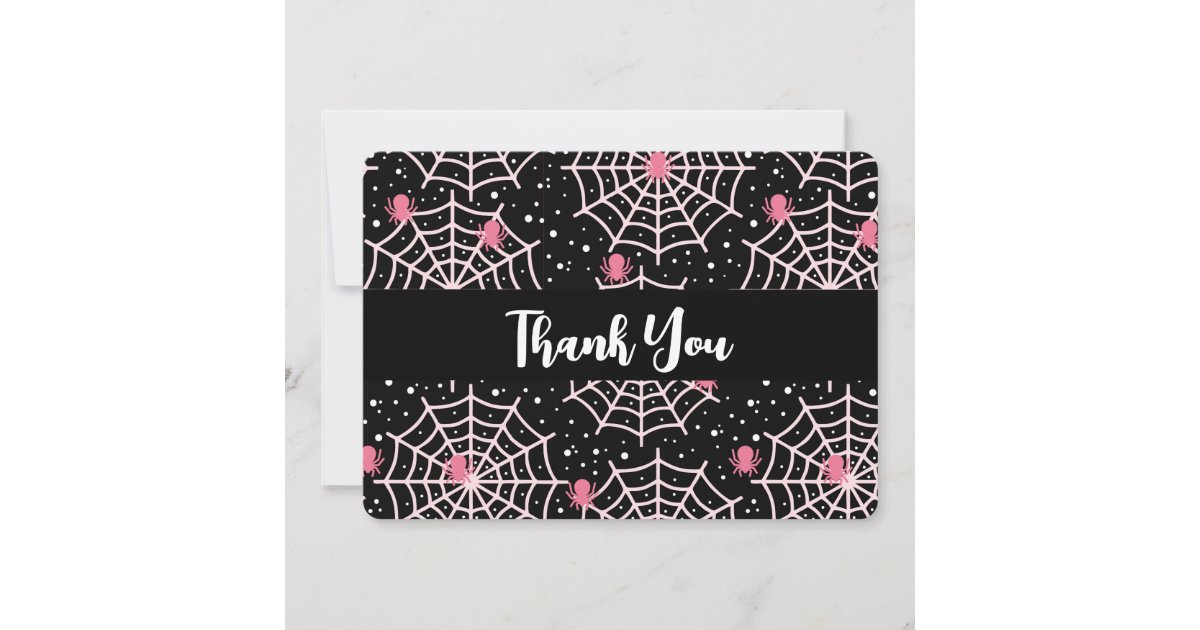 Halloween Cobwebs & Spiders Pattern Thank You Card | Zazzle