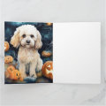 Halloween Cockapoo With Pumpkins Scary Card | Zazzle