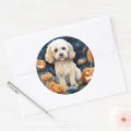 Halloween Cockapoo With Pumpkins Scary Classic Round Sticker | Zazzle