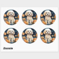 Halloween Cockapoo With Pumpkins Scary Classic Round Sticker | Zazzle