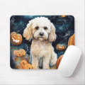 Halloween Cockapoo With Pumpkins Scary Mouse Pad | Zazzle