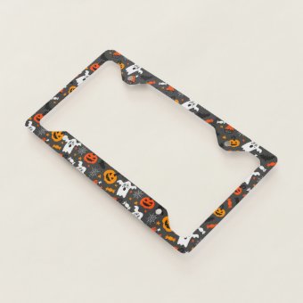 Halloween color symbols pattern license plate frame | Zazzle
