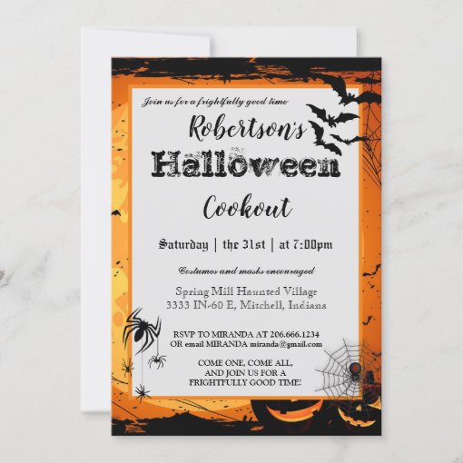 Halloween Cookout Party Invitation Spooky | Zazzle