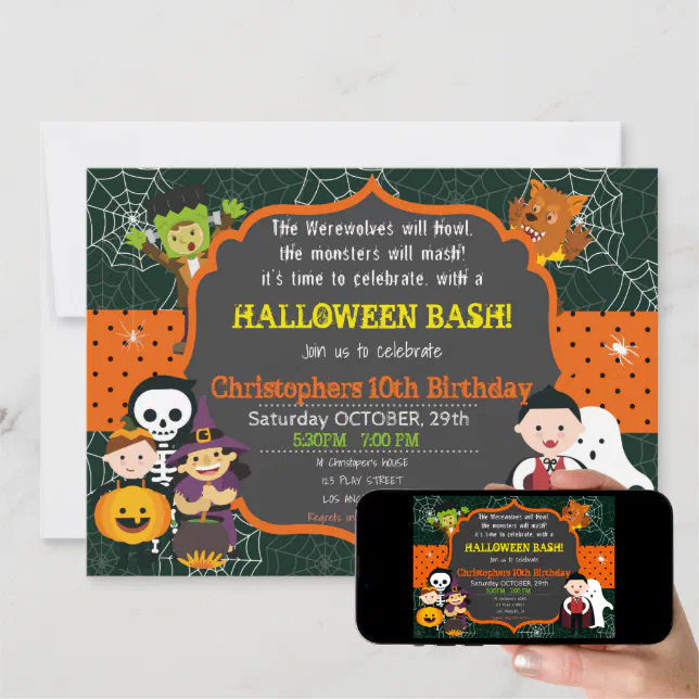 HALLOWEEN COSTUME BIRTHDAY BASH INVITATION | Zazzle