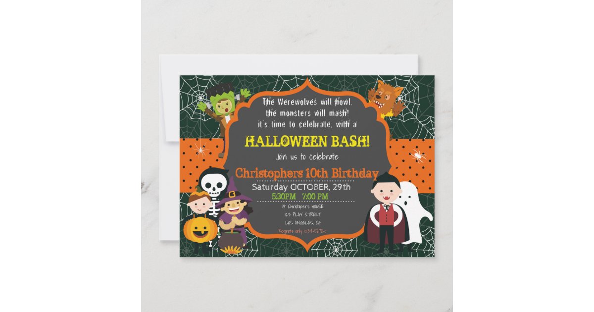 HALLOWEEN COSTUME BIRTHDAY BASH INVITATION | Zazzle