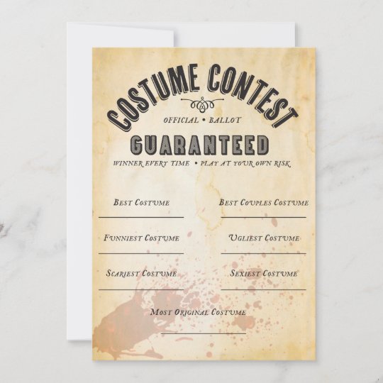 HALLOWEEN COSTUME CONTEST OFFICIAL BALLOT CARD | Zazzle.com