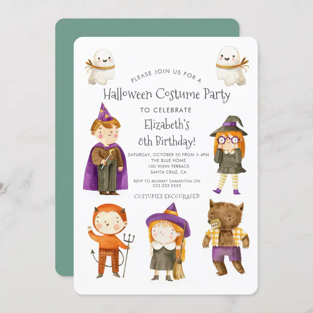 Halloween Costume Kids Birthday Party Invitation | Zazzle