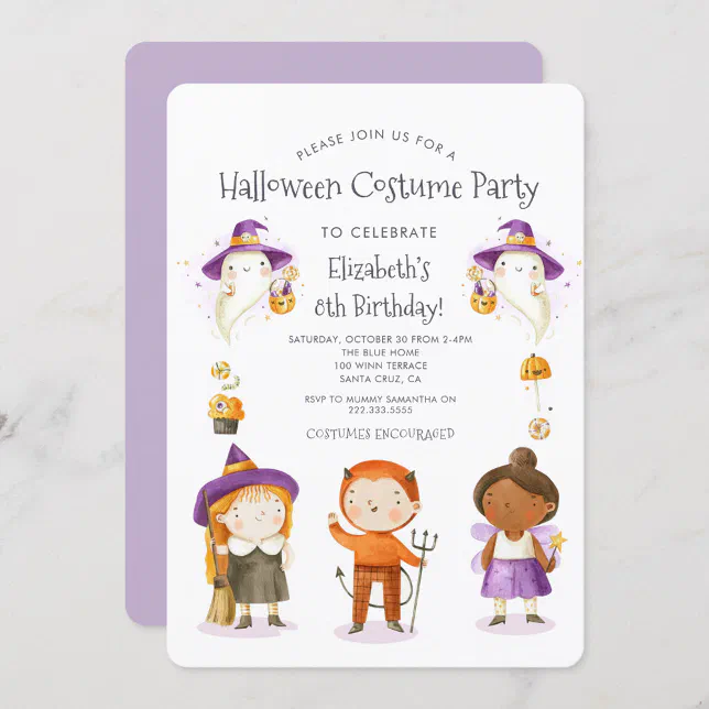 Halloween Costume Kids Birthday Party Invitation | Zazzle