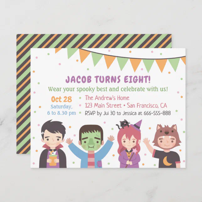Halloween Costume Kids Birthday Party Invitations | Zazzle