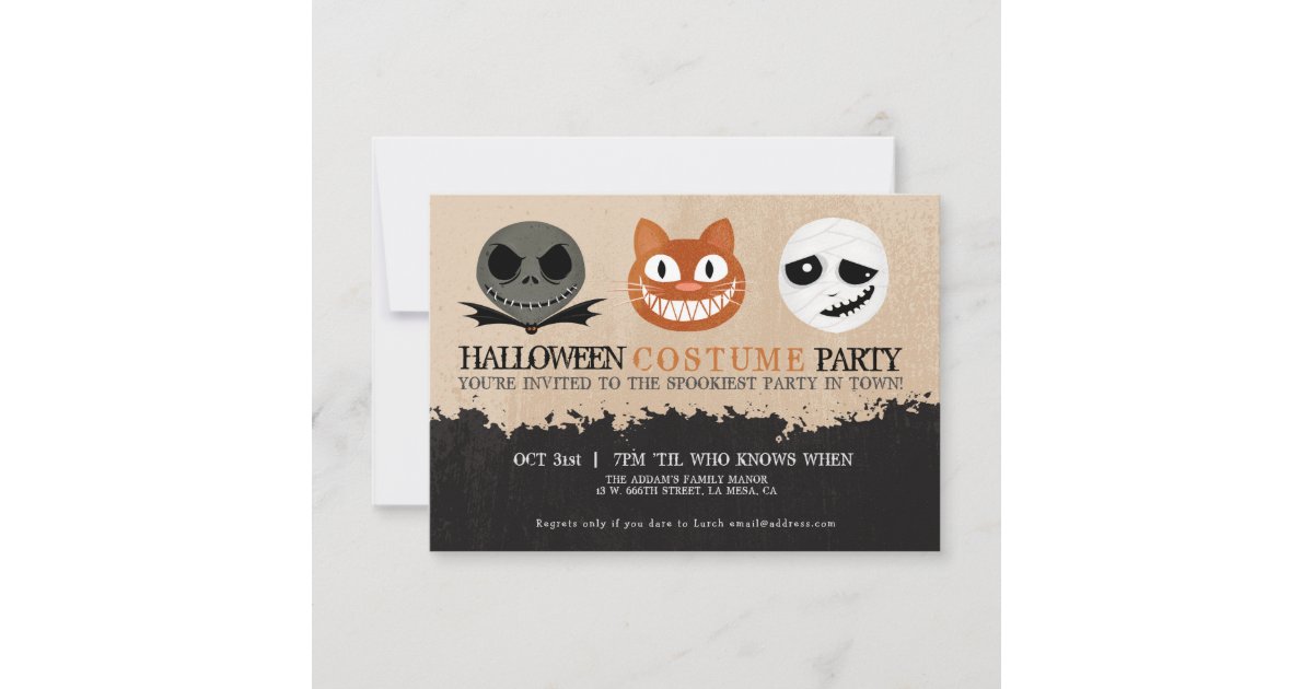 Halloween Costume Party Cute Masks Invitation | Zazzle