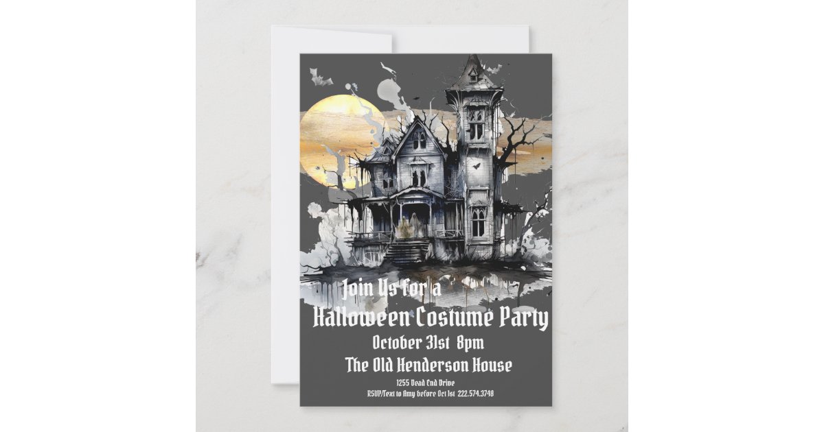 Halloween Costume Party, Haunted House Invitation | Zazzle