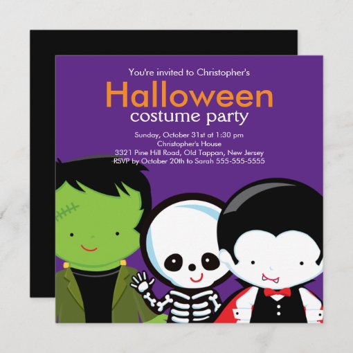 Halloween Costume Party Invitation Cute Monsters | Zazzle