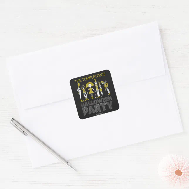 Halloween Costume Party Square Sticker | Zazzle