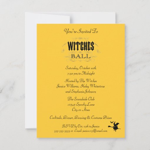 Halloween Costume Party Witch's Ball Invitation | Zazzle