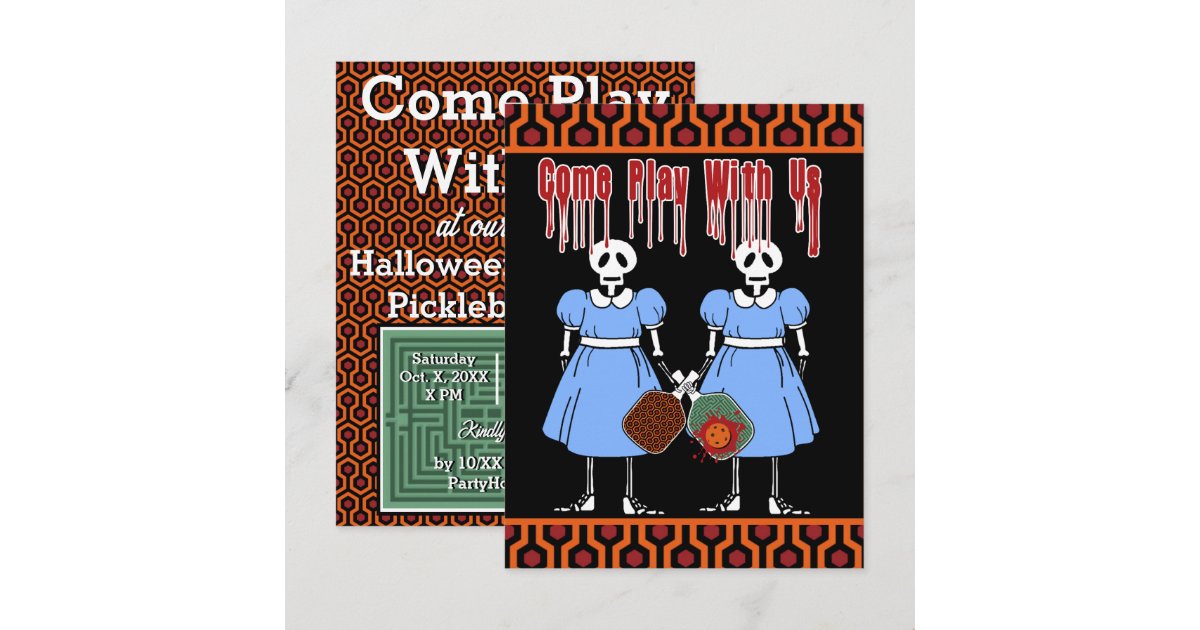 Halloween Costume Pickleball Party Horror Twins Invitation | Zazzle