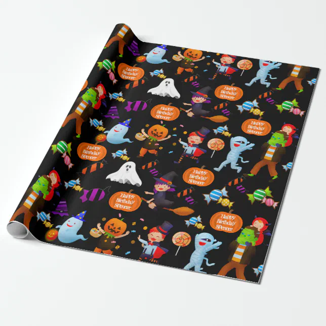 Halloween Costumes Personalized Wrapping Paper | Zazzle