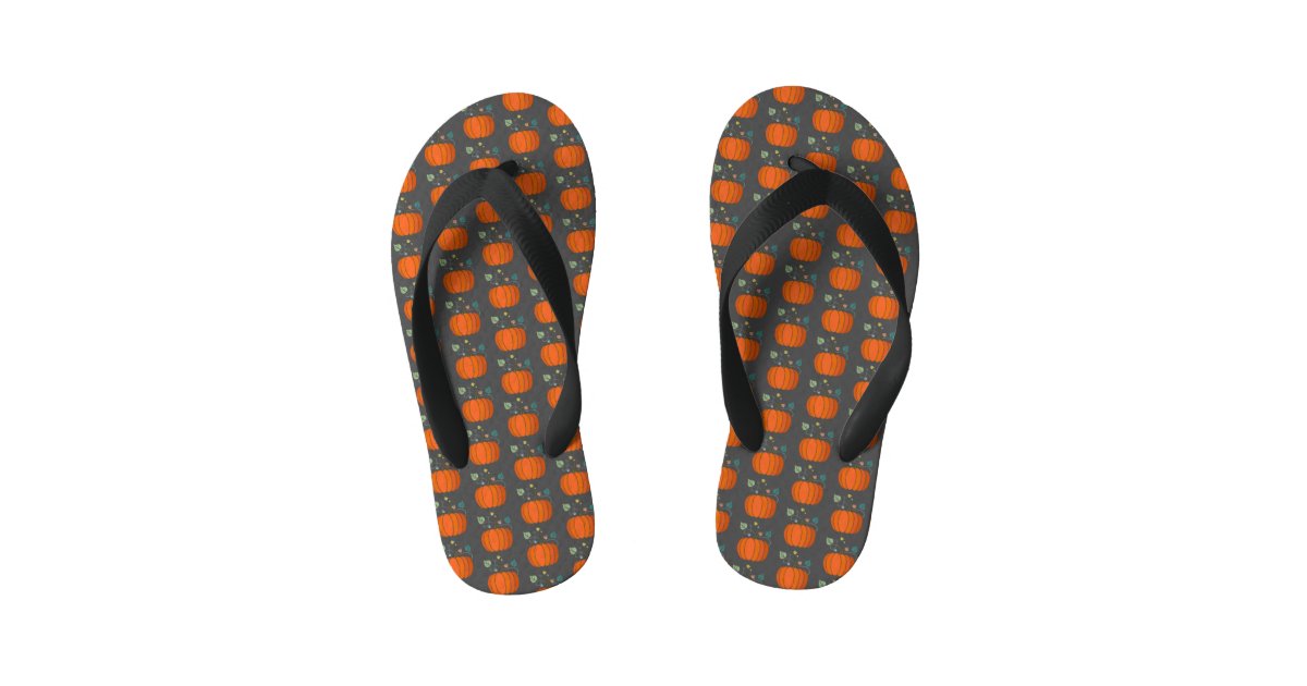 Halloween Creative Pumpkin Vegetable Design Kid's Flip Flops | Zazzle
